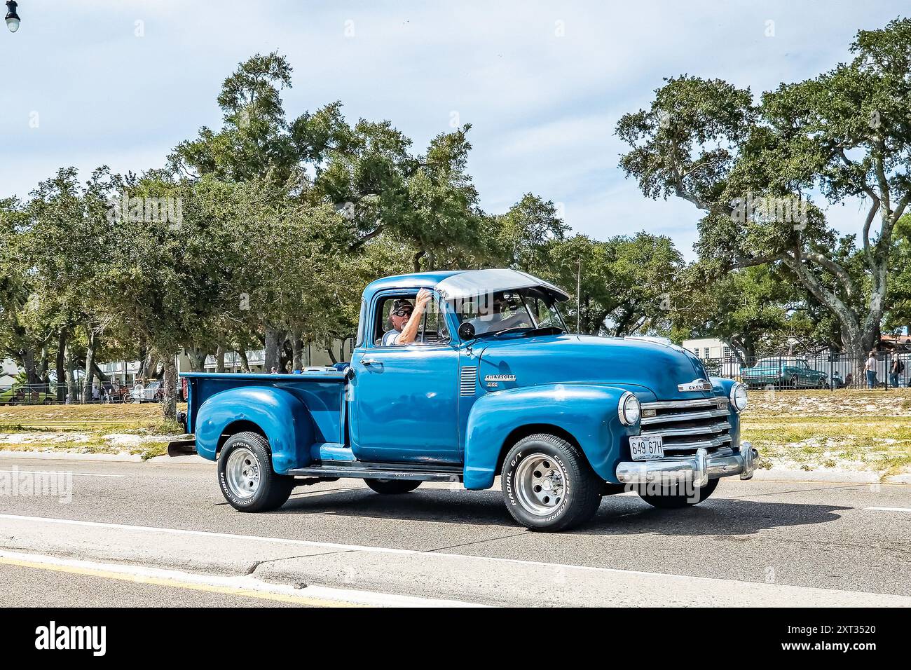 Gulfport, MS - October 07, 2023: Wide angle front corner view of a 1952 ...