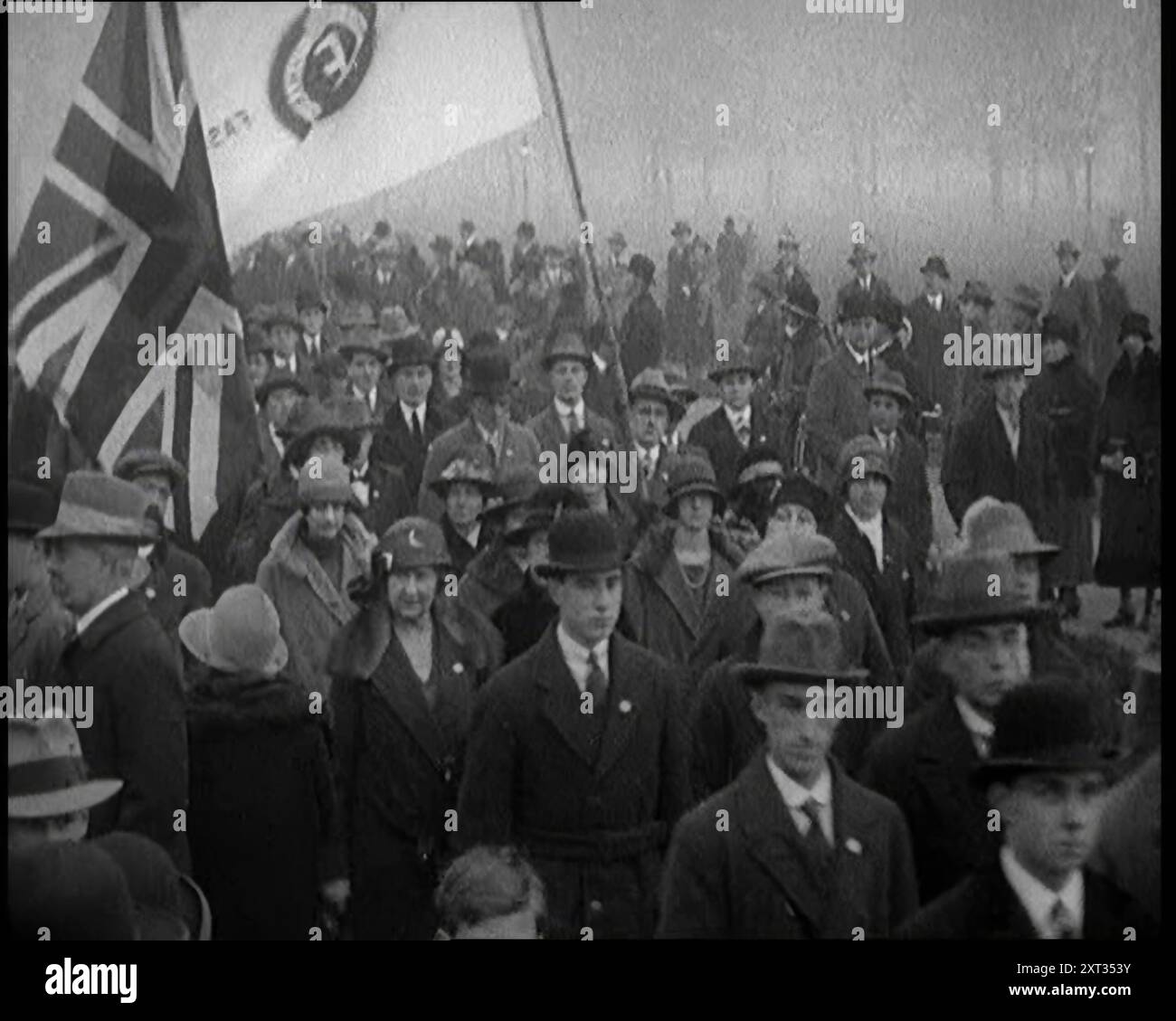 A Crowd of People Carrying Flags. Flags read 'British Fascists', 1924 ...