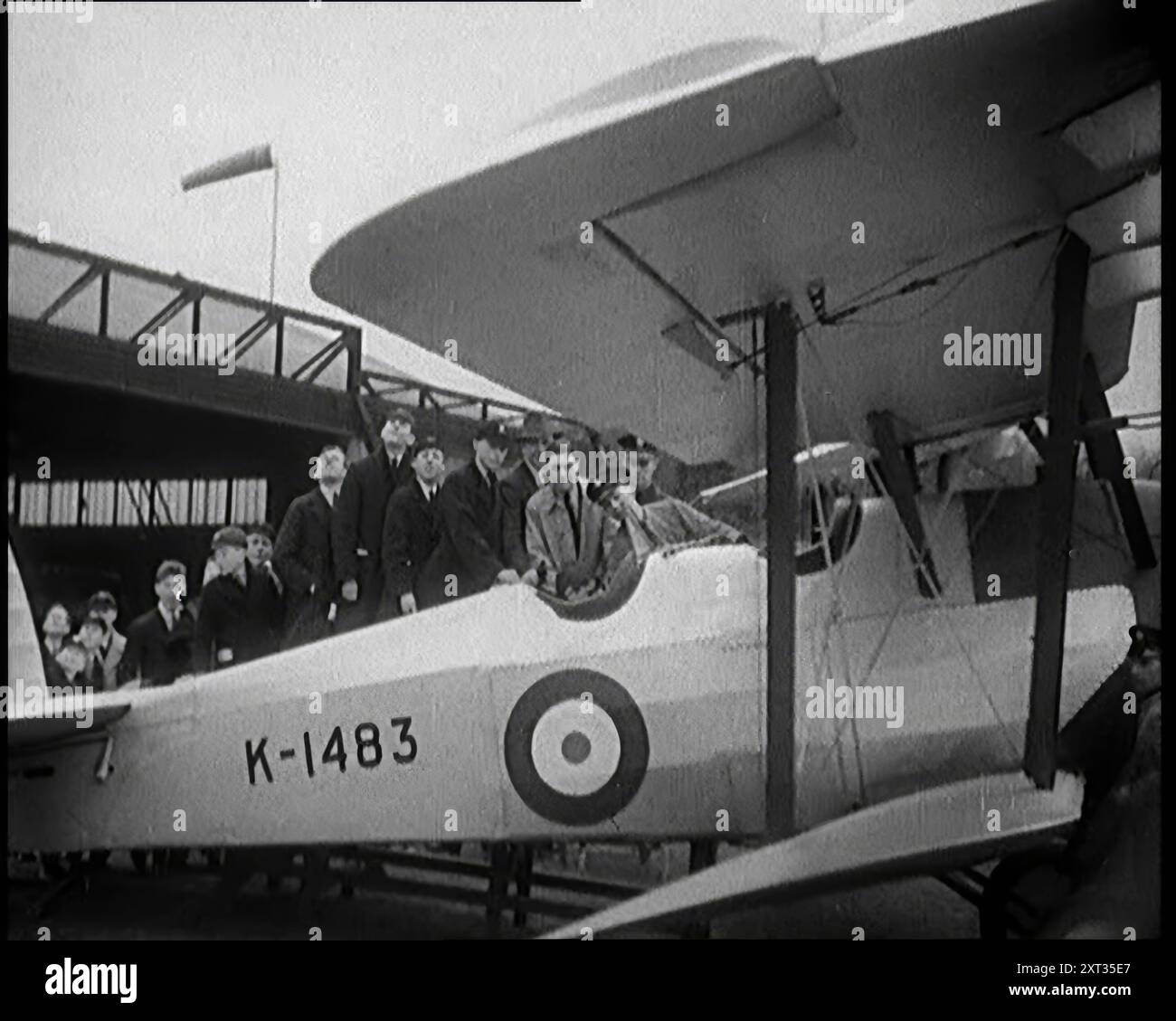 An RAF Officer Showing a Group of Male Children His Aeroplane, 1931 ...