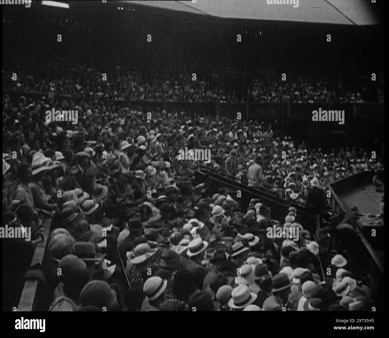 Large Crowd Watching a Tournament in Wimbledon Stadium, 1933. From ...