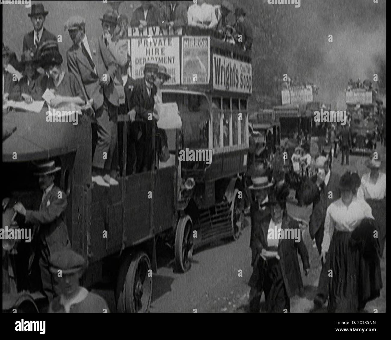 Cars, Buses and Pedestrians Arriving for the 1920 Epsom Derby, 1920 ...