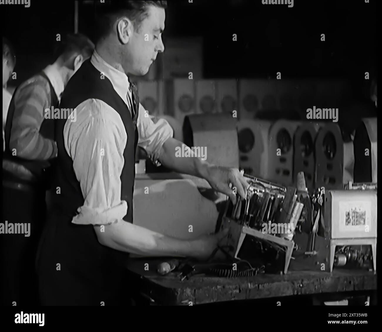 Male Civilians Building Radio Wireless Sets in a Factory, 1931 ...
