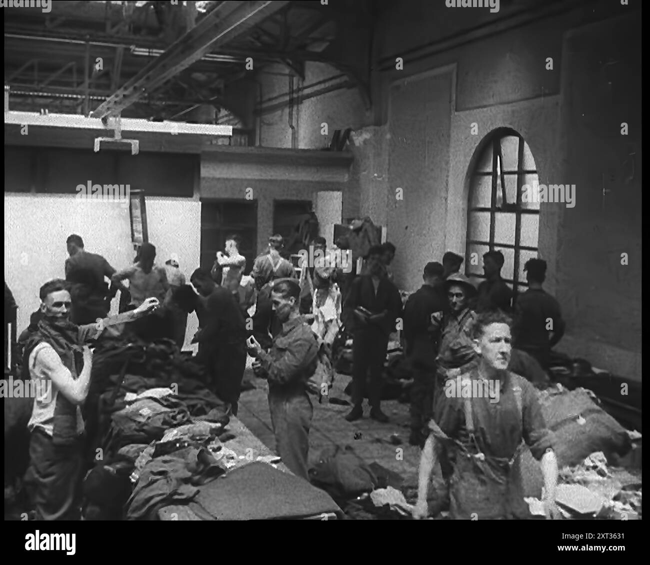 British Soldiers Receiving New Uniforms Back at Camp, 1940. Second ...