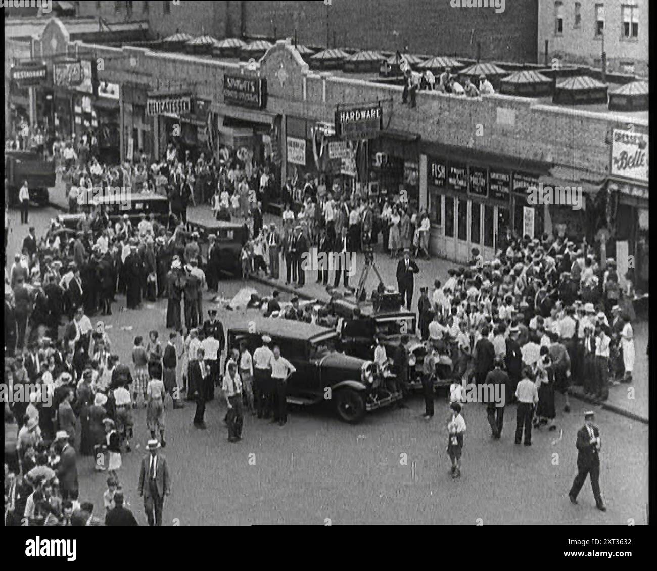 Crowded New York City Street Where Police and Ambulance Attend to Dead ...