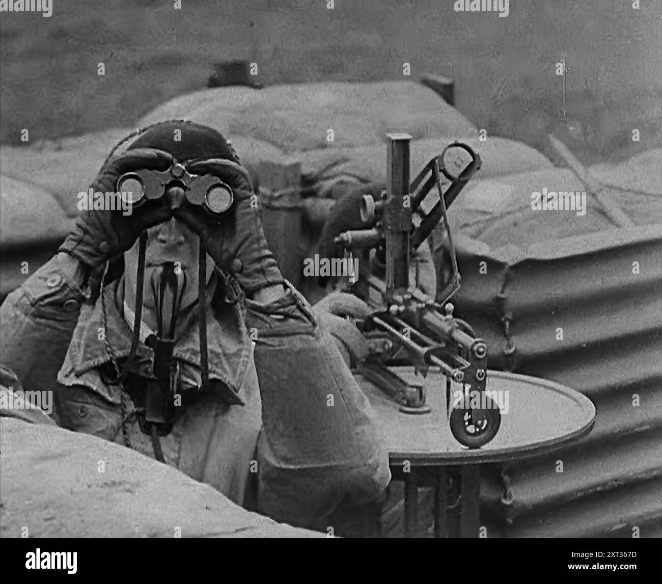 Two Royal Observer Corps Members in a Lookout Post, 1940. Britain ...