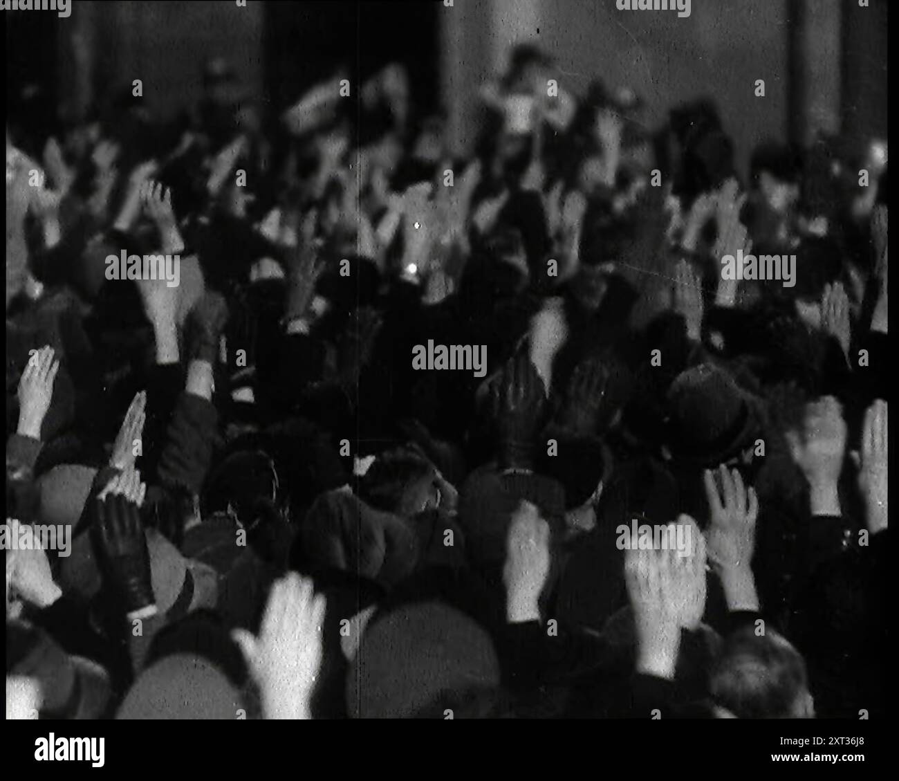 Crowd With Right Arms Raised in a Nazi Salute in the Direction of the ...