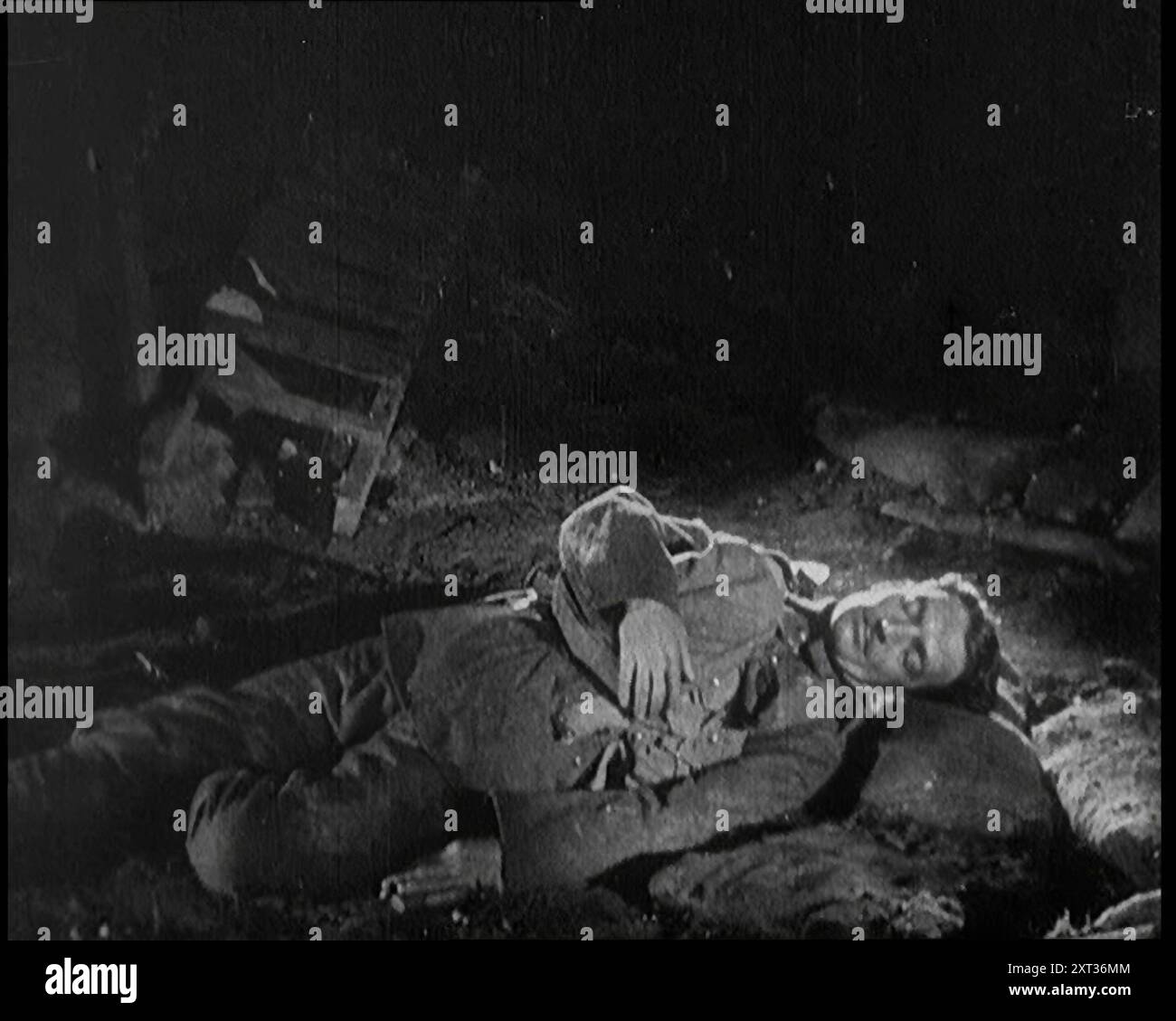 Scene from the Short Silent Feature Film 'Poppies of Flanders'. A Male ...