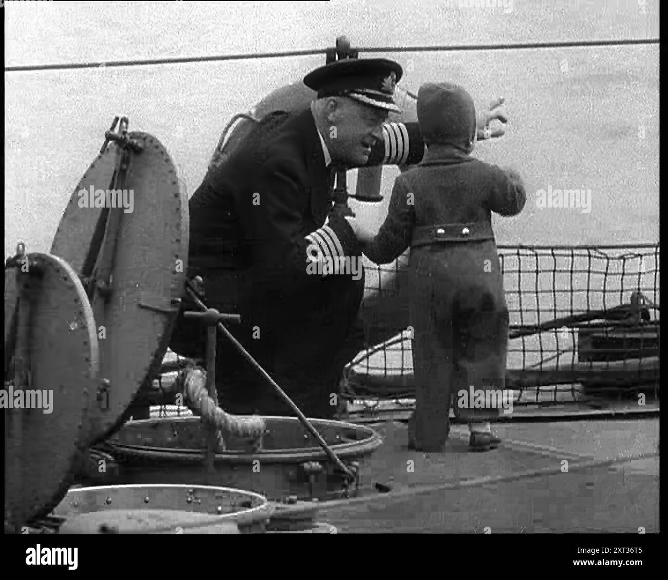 A Ship's Captain Pointing Out To the White Cliffs of Dover To Show the ...