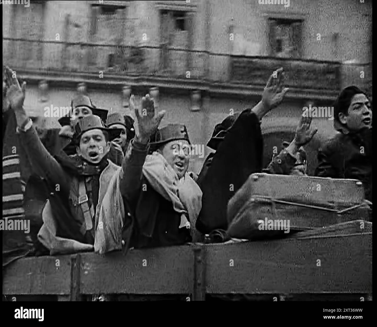 Spanish Fighters on the Back of a Lorry Making Fascist Salutes and ...