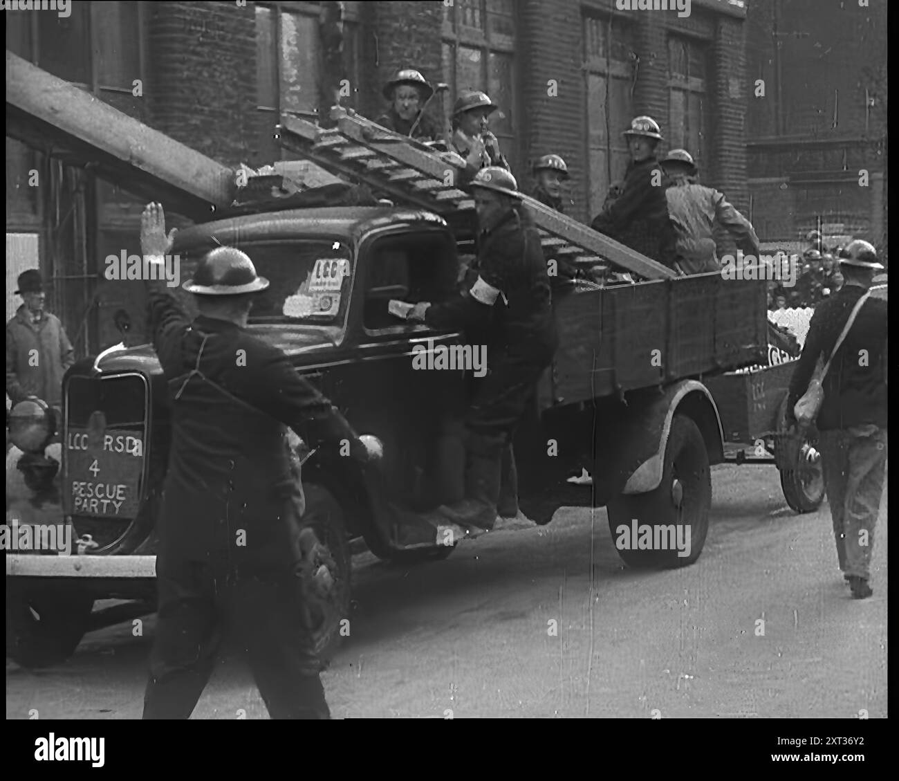 British Air Raid Wardens Arriving at a Phoney Air Raid Scene, 1940 ...