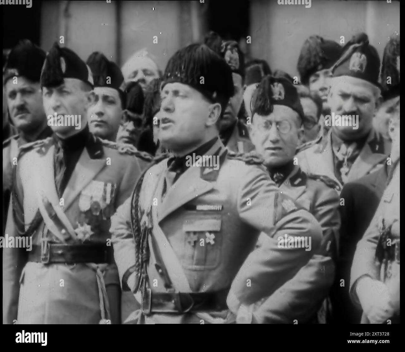 Benito Mussolini, the Italian Leader, Making a Speech and Standing With ...