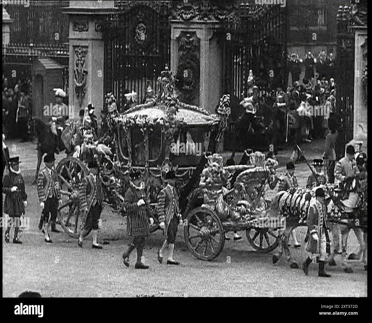 The Royal Coach, Horses, and Procession Filing Out of the Gates and ...