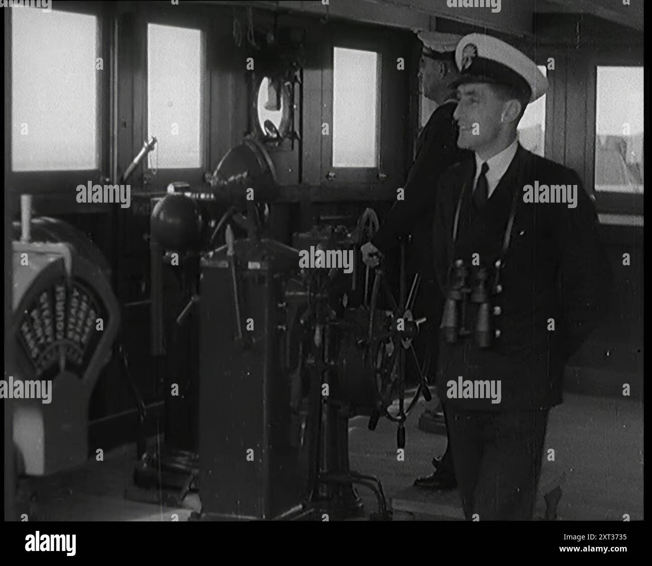 Interior of a Ship at Sea With Men at Work, 1920s. Officer on the ...