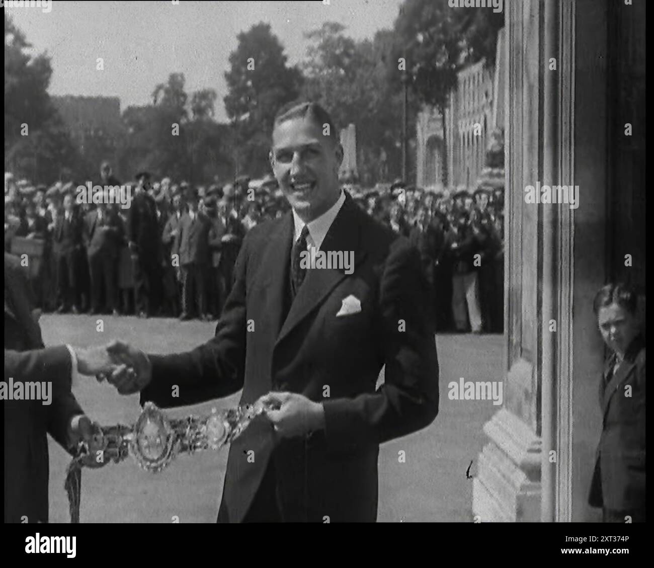 Boxer, Jack Petersen Accepting a Boxing Award Belt, 1930s. From "Time ...