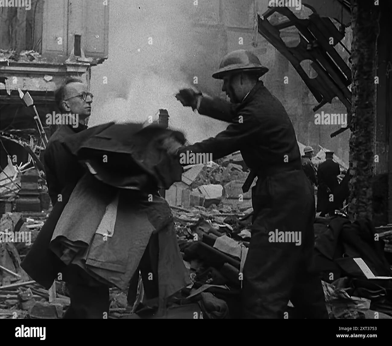 Men Clearing Out Possessions from a Bombed Out Building, 1940. Britain ...