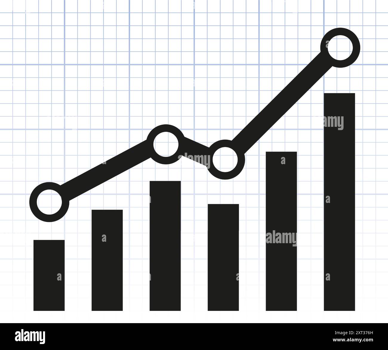Graph with increase report. Diagram with rise and gain progress on grid ...