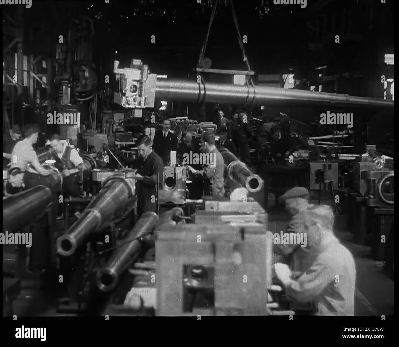 Artillery Barrels Being Produced in a Factory, 1940. Britain during the ...