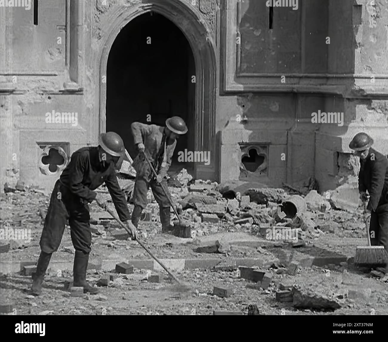 British Air Raid Wardens Clearing up Rubble Around the Palace of ...
