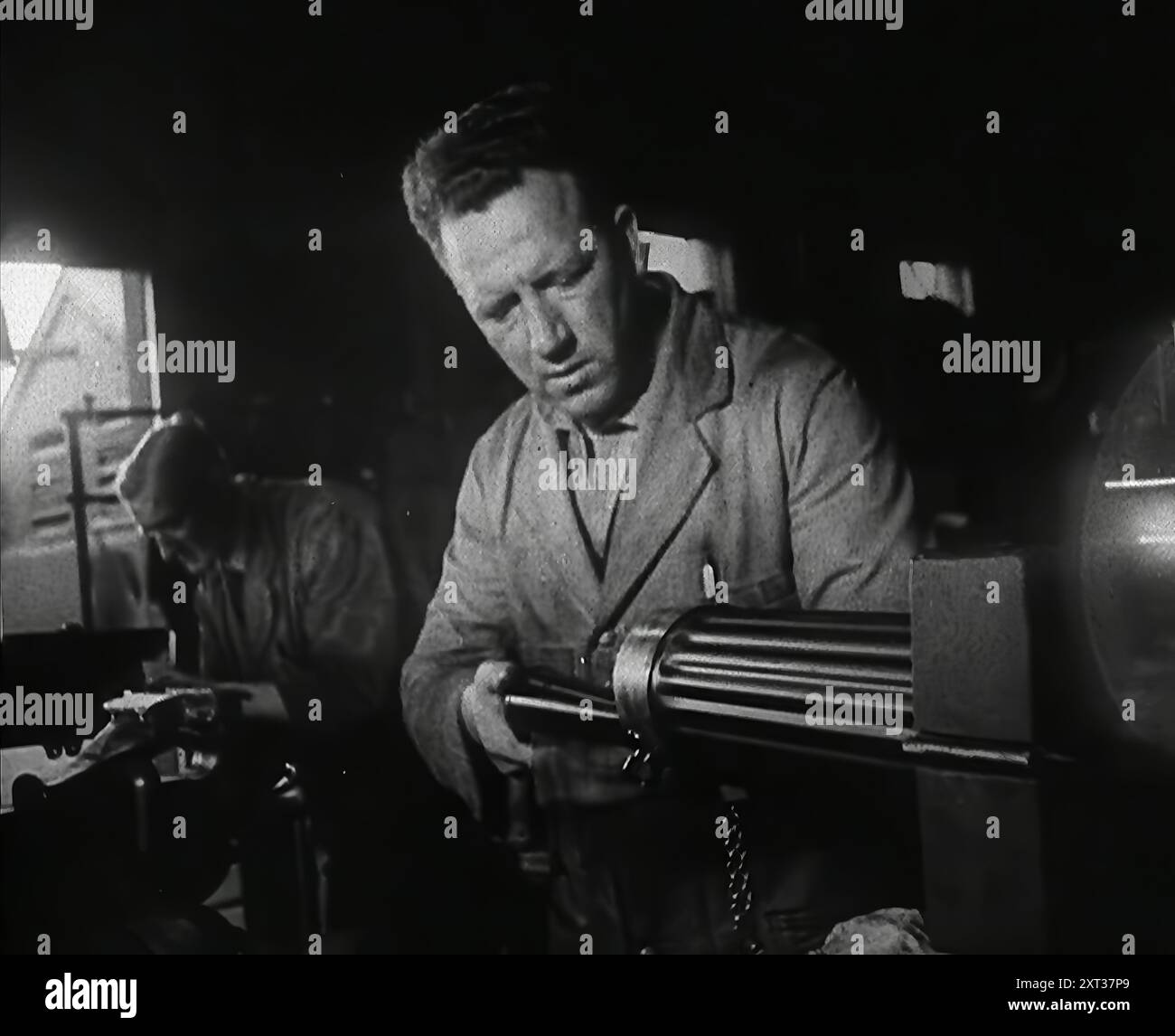 British Factory Workers Making a Machine Gun, 1941. Second World War ...