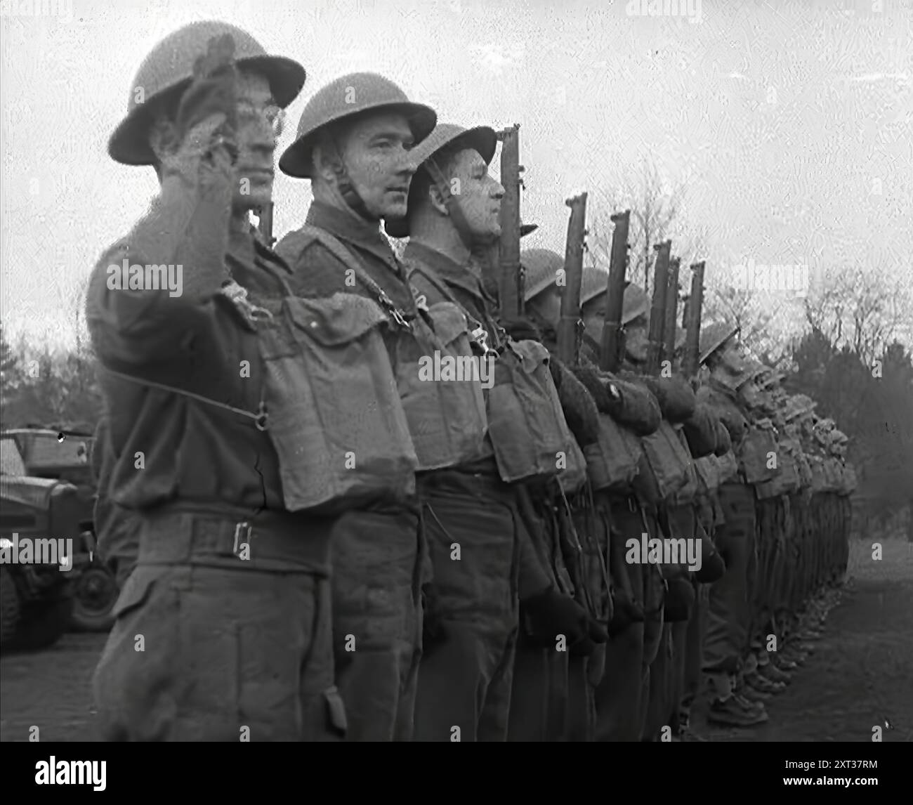 Soldiers Lining Up, 1941. Britain during the Second World War. From "Time To Remember ...