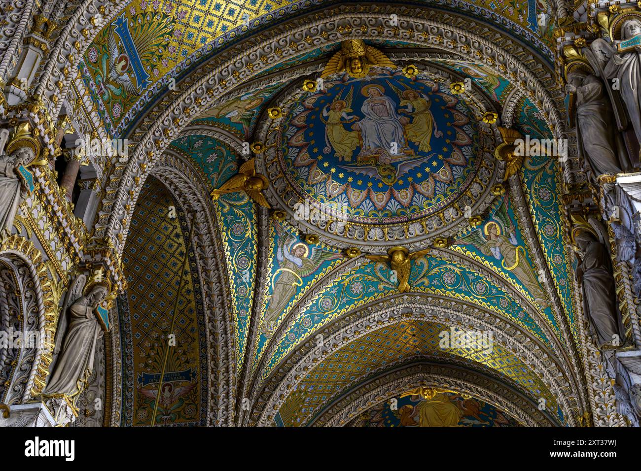 Shots of the interior of Basilique Notre-Dame de Fourvière. Beautifully ...