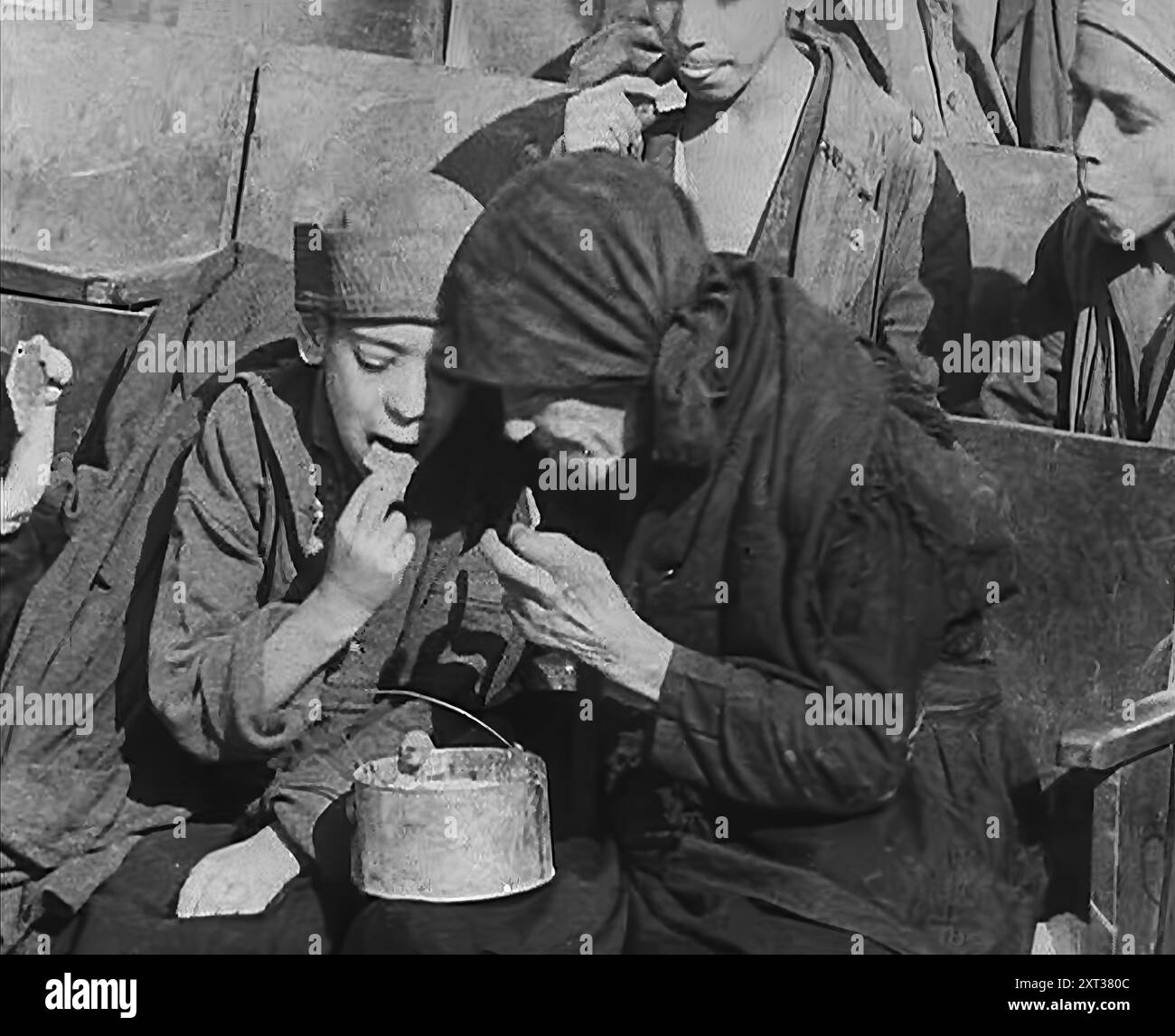 Italian Civilians Eating Food in a Bomb-Damaged Italian Town, 1943-1944 ...