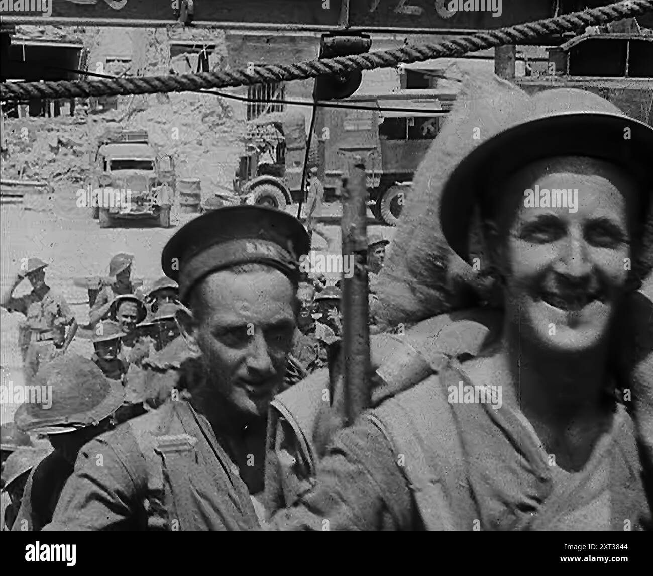 British Troops Marching Through a Dock in North Africa, 1943. From ...