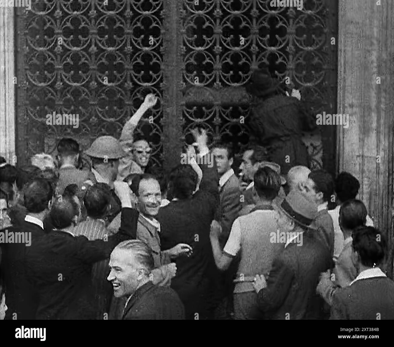 An Angry Mob Attacking a Fascist Building, 1944. From "Time To Remember ...