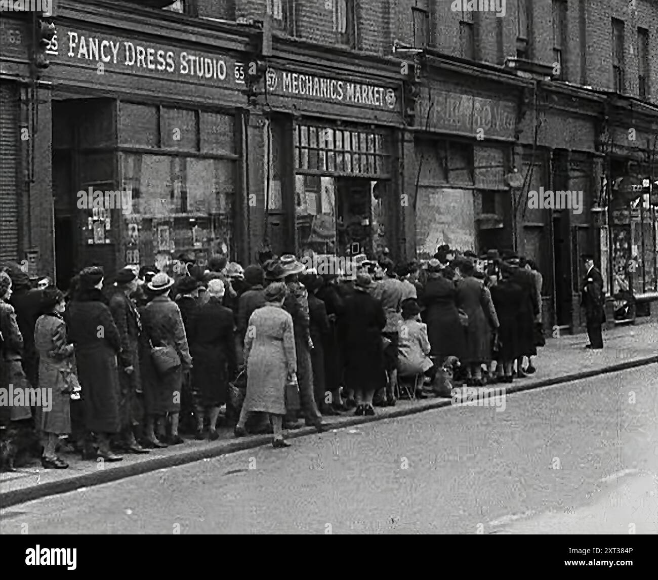Civilians Queueing Outside a Food Shop, 1942. Britain during the Second ...