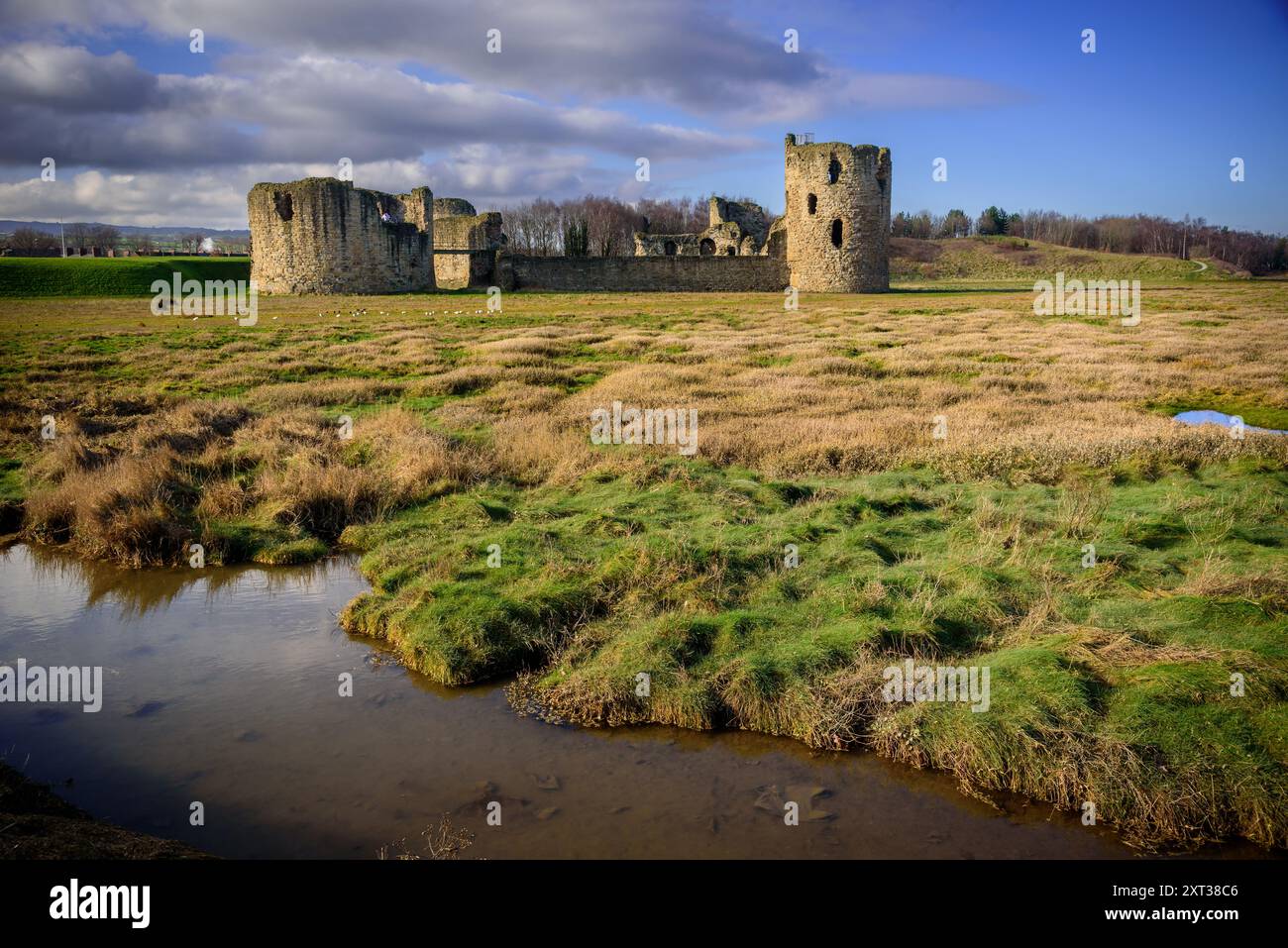 The ruined remains of Flint castle, Castell y Fflint, in North Wales ...