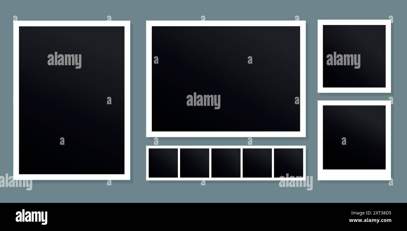 Retro photo frames set in different shapes. Blank instant photo cards ...
