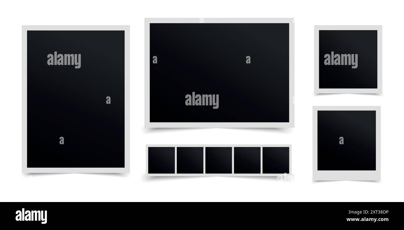 Retro photo frames set in different shapes isolated on white background ...