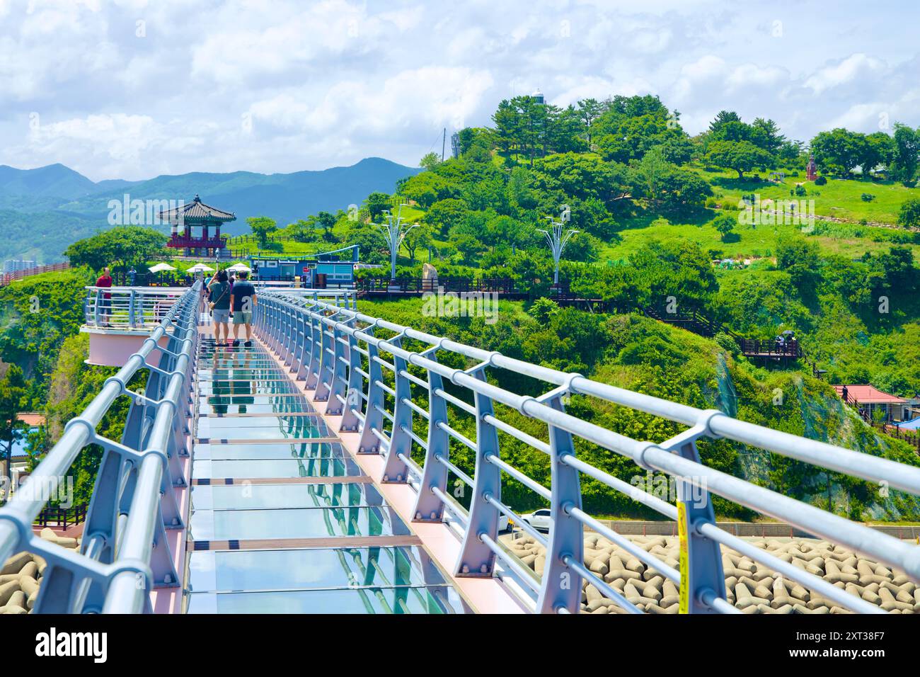 Uljin County, South Korea - July 27th, 2024: Visitors walk along the ...