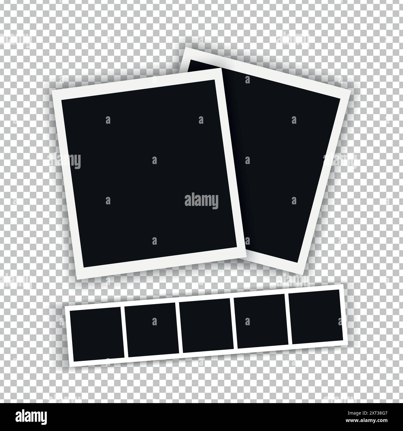 Retro photography cards. Blank photo frames on transparent background ...