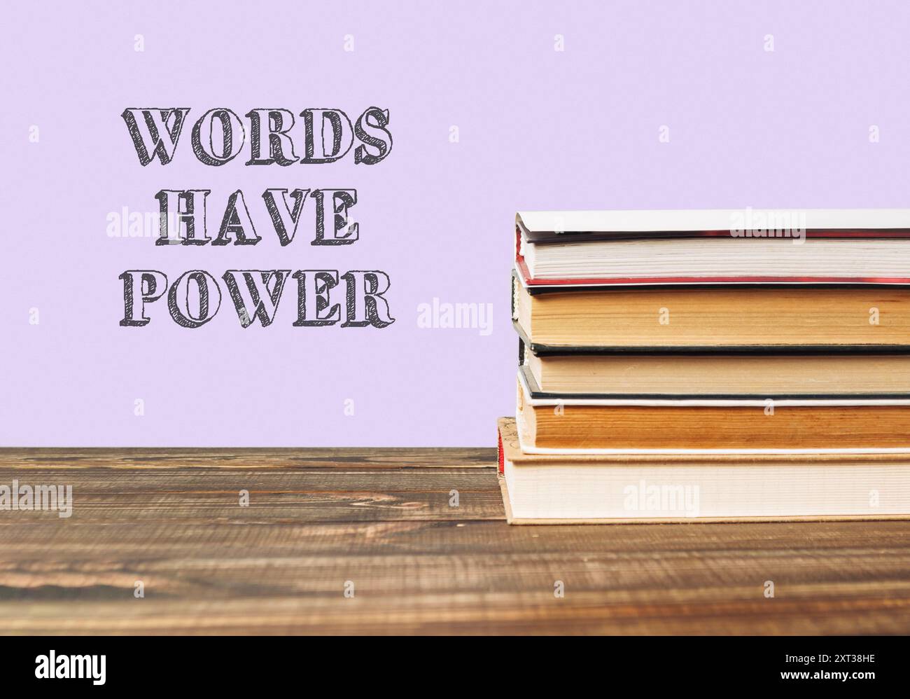 A stack of books with the words Words have power written on top Stock ...