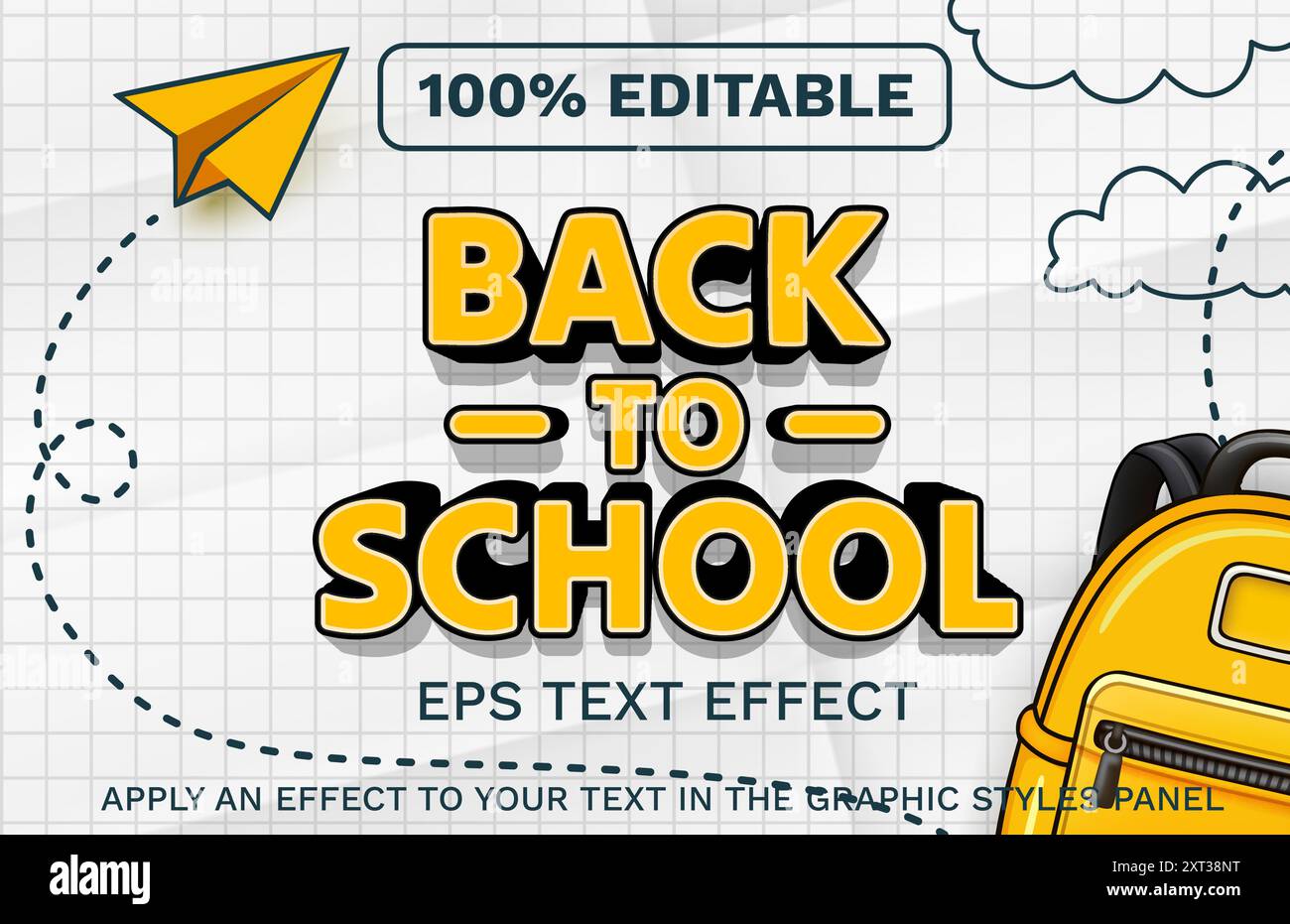 Back to school, Editable text effect. Vector Stock Vector Image & Art ...