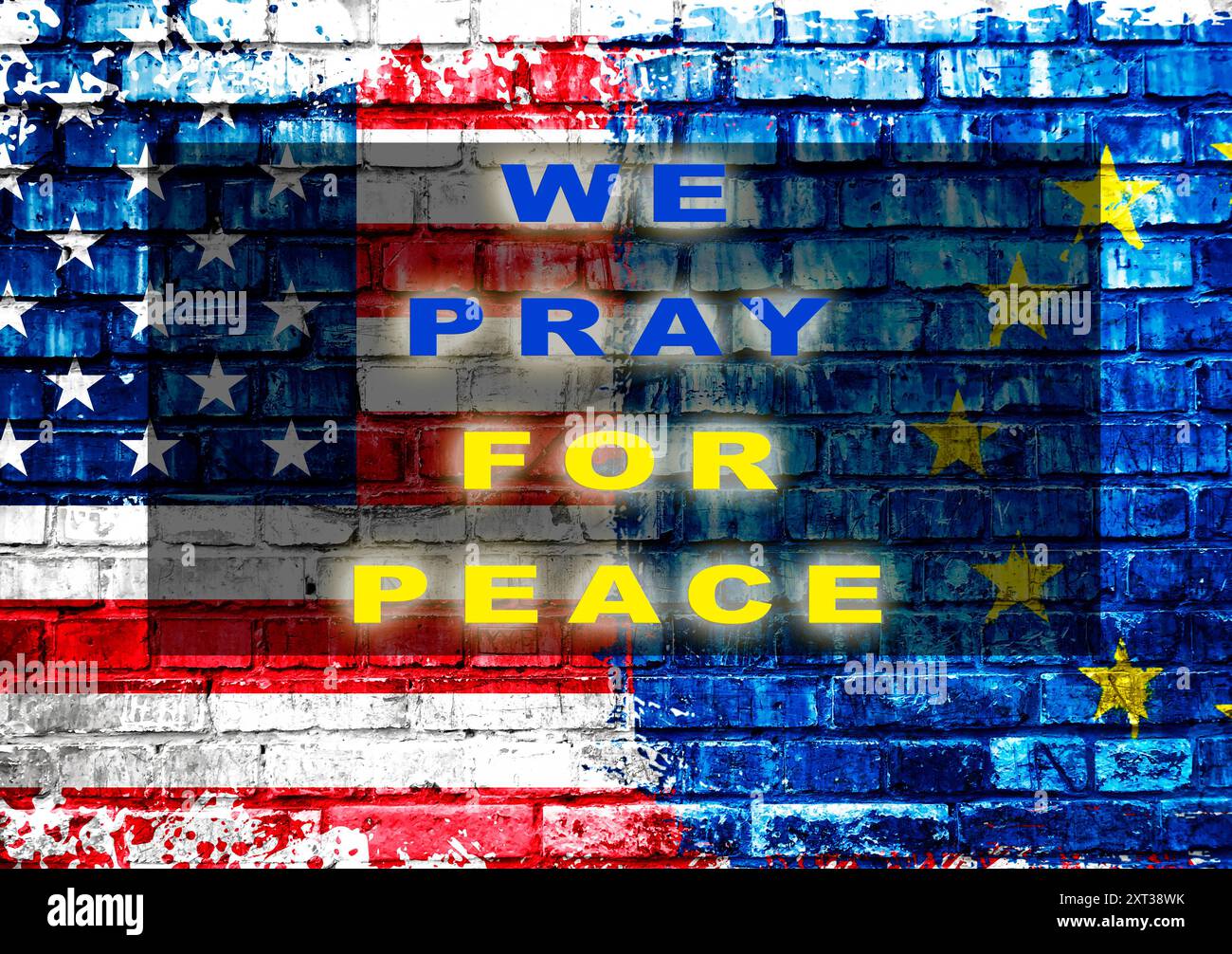 A flag with the words We pray for peace written on it Stock Photo - Alamy