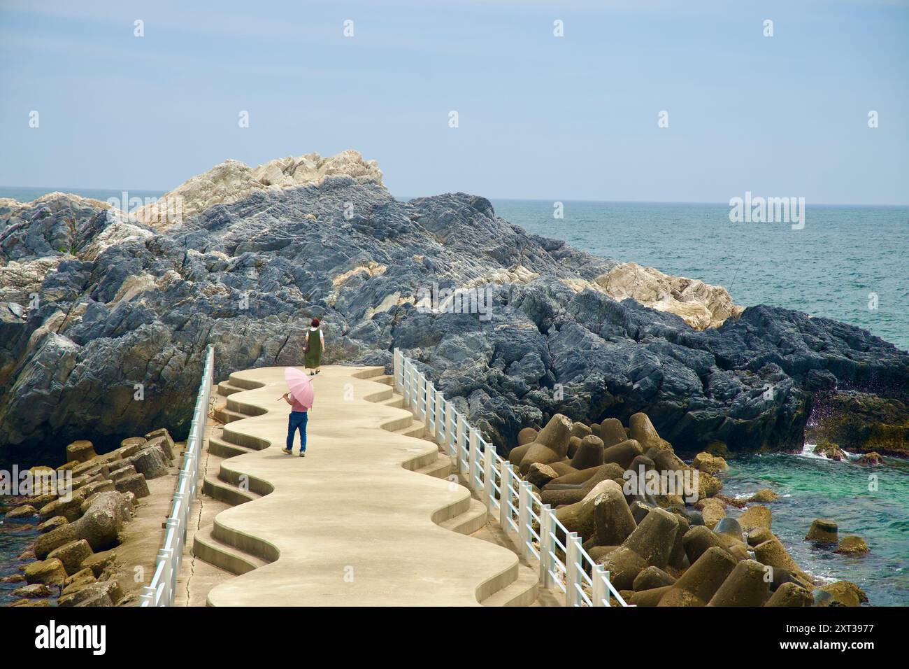 Uljin County, South Korea - July 27th, 2024: Visitors stroll along the ...