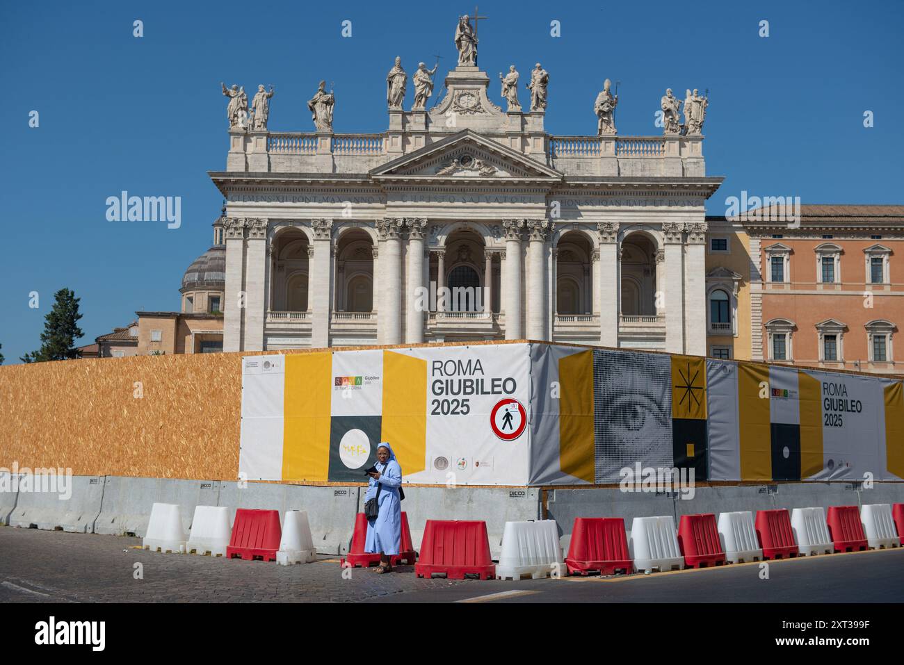 August 07, 2024 - Rome, Italy: Construction site in St Jonh's Basilica ...