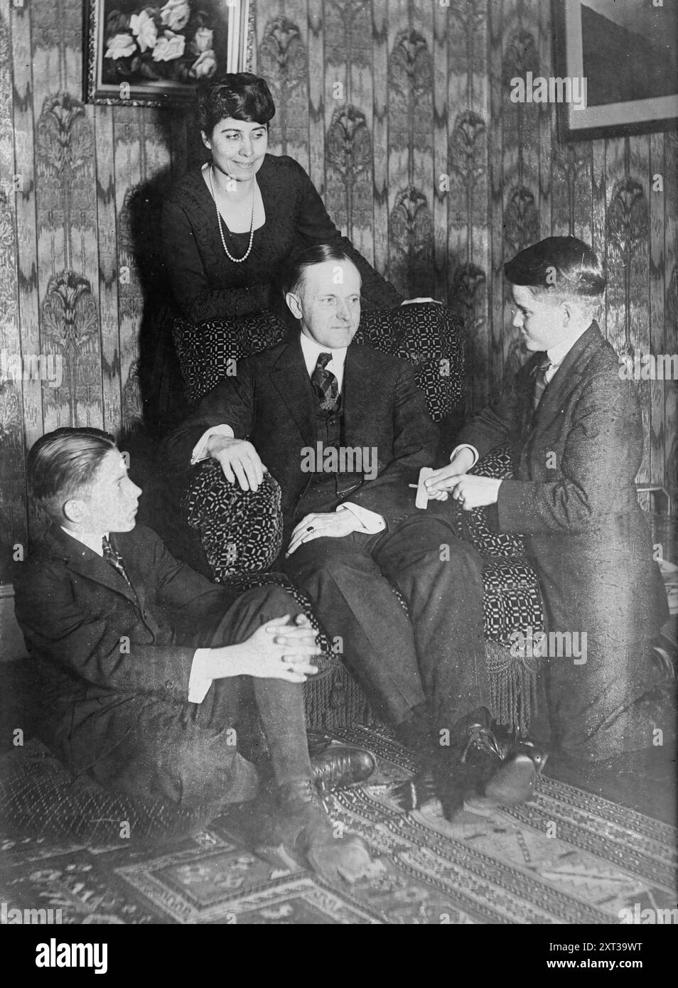 Calvin Coolidge & family, between c1915 and c1920. Shows President Calvin Coolidge (1872-1933 ...