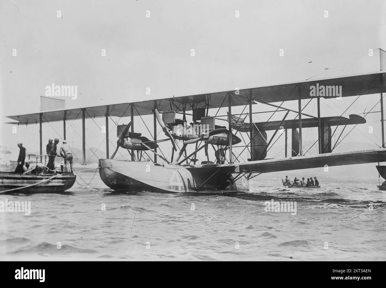 NC-4 being towed, Ponto Delgado [i.e. Ponta Delgada], 1919. Shows Navy ...