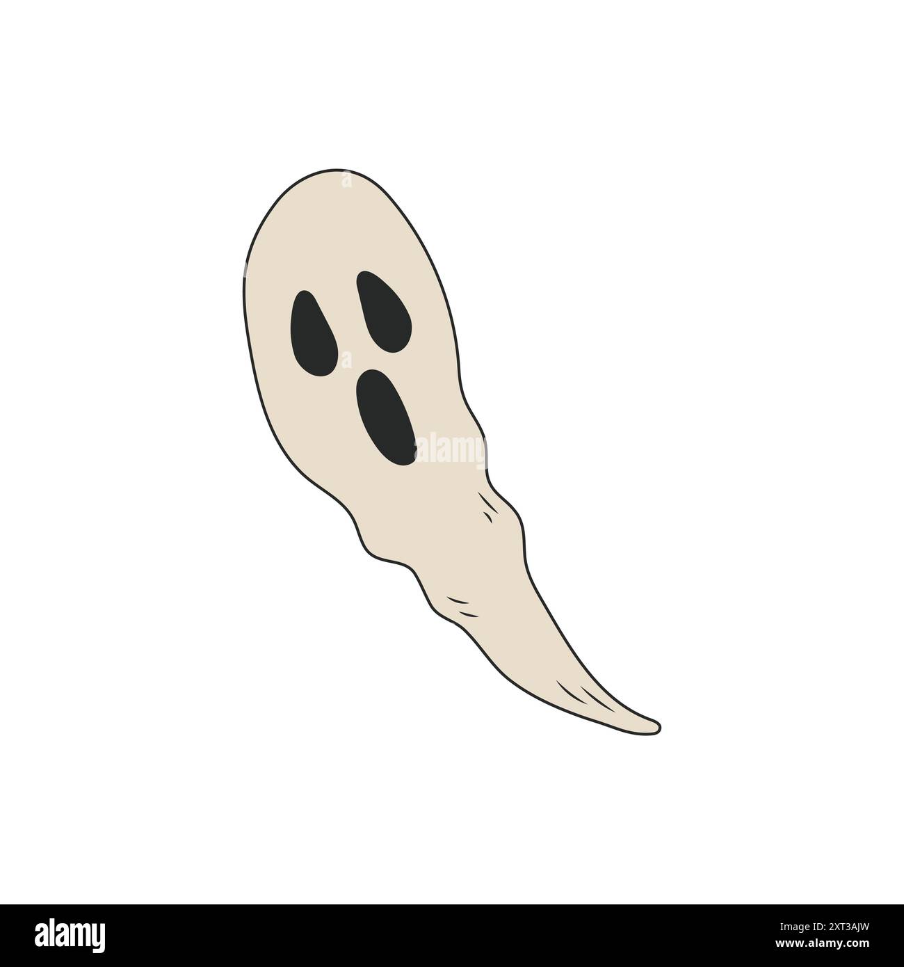 Retro ghost flies Halloween. Isolated on white vector illustration ...