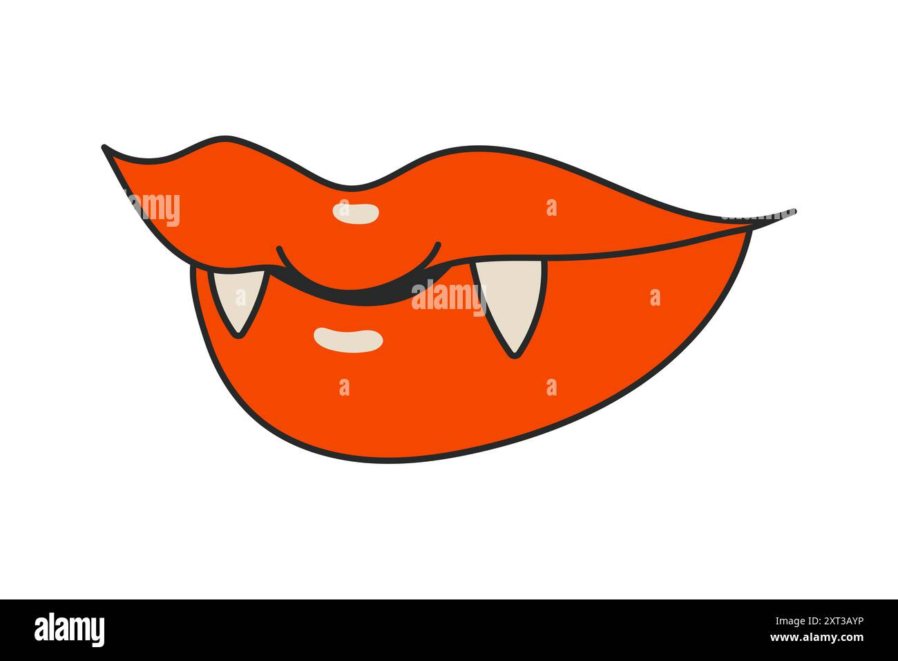 Retro smile, vampire teeth halloween. Isolated on white vector ...