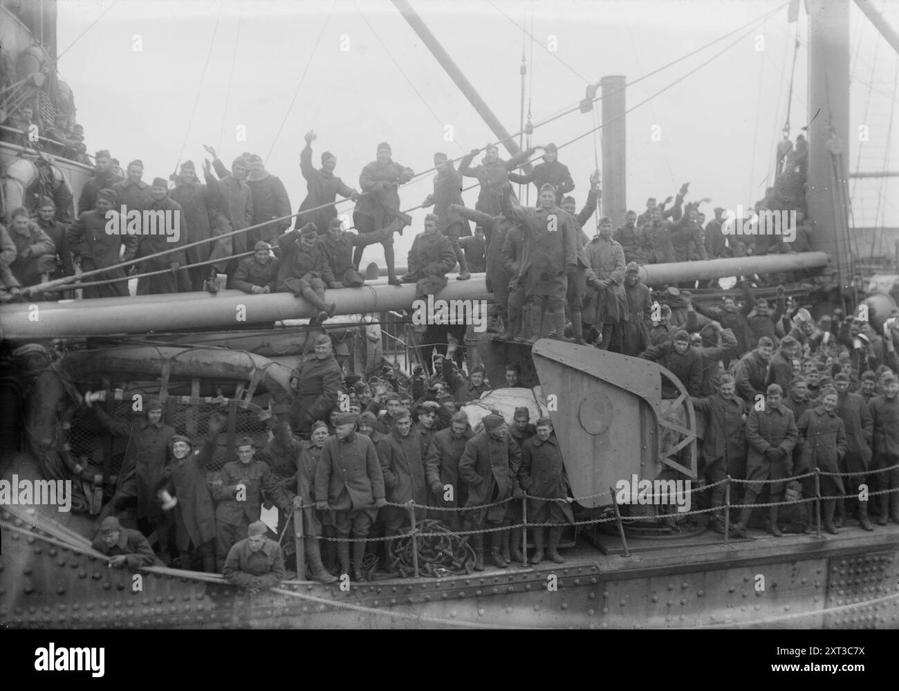 Group portrait of sailors on a military ship, between c1915 and c1920 ...