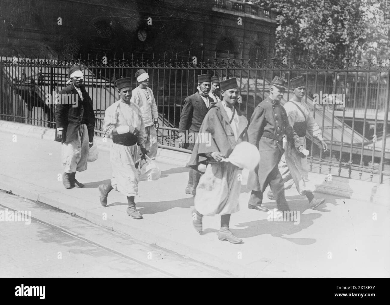Turcos, wounded at Charleroi, in Paris, 1914. Shows Algerian ...
