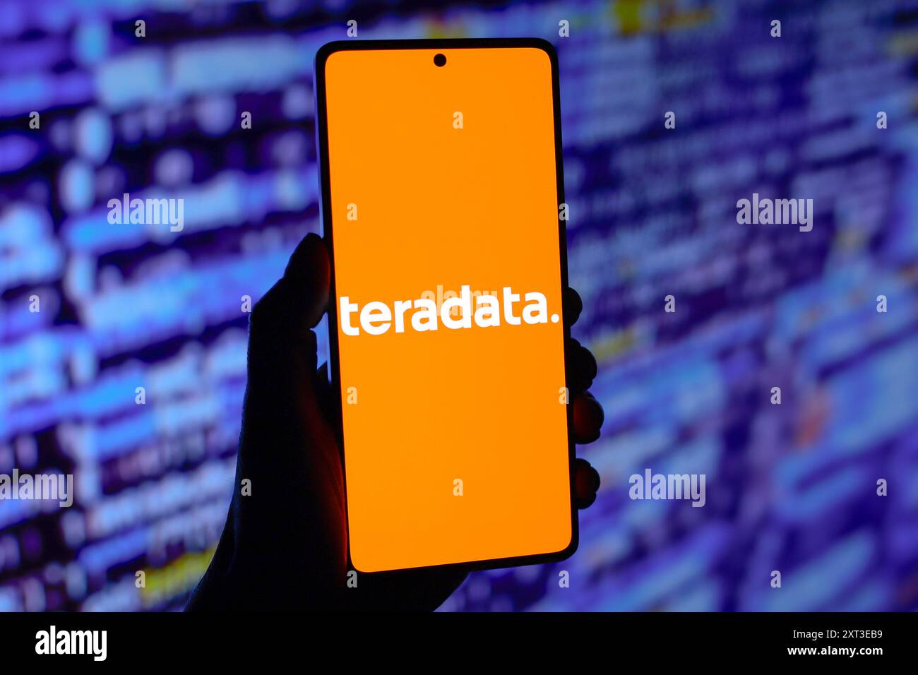 In this photo illustration, the Teradata Corporation logo is displayed on a smartphone screen ...