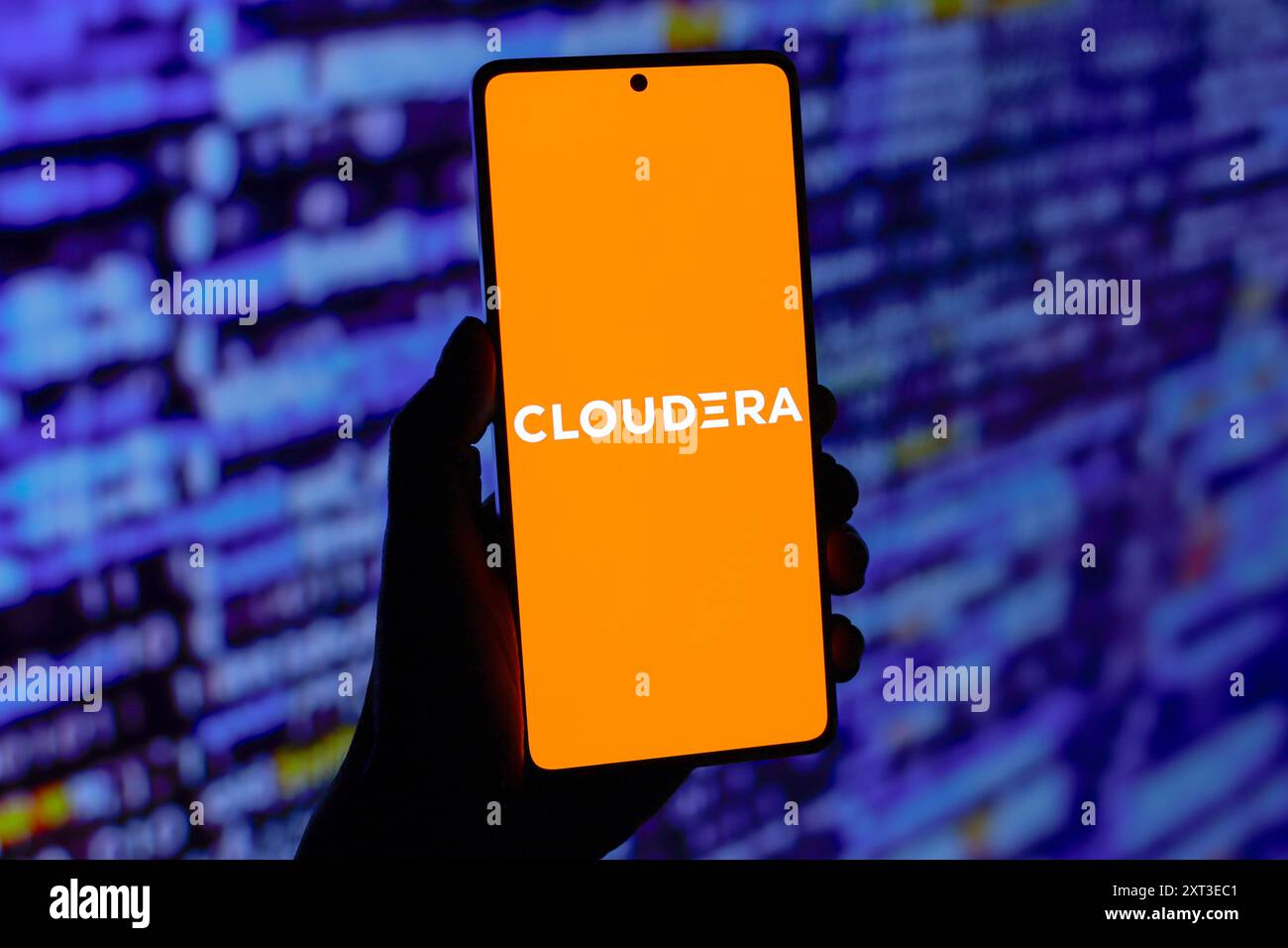 In this photo illustration, the Cloudera, Inc. logo is displayed on a ...