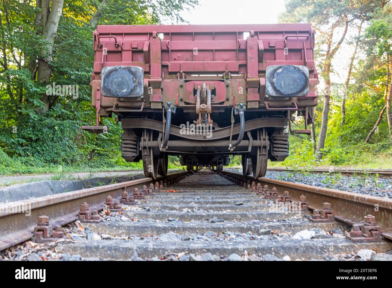 Picture of an old cargo railroad car standing on a track photographed ...