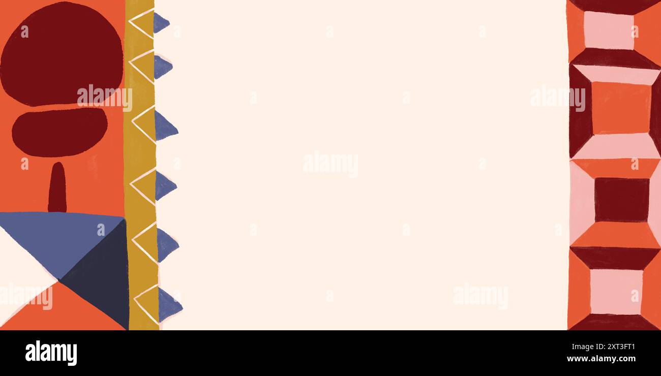 A contemporary geometric abstract illustration featuring a vivid ...