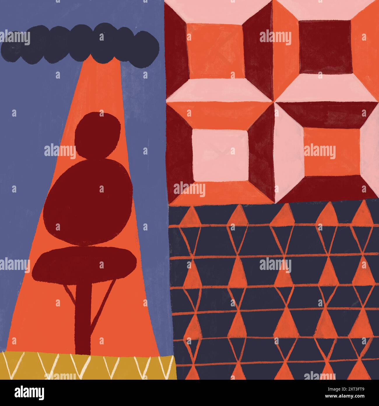 Abstract art illustration featuring a harmonious blend of geometric ...